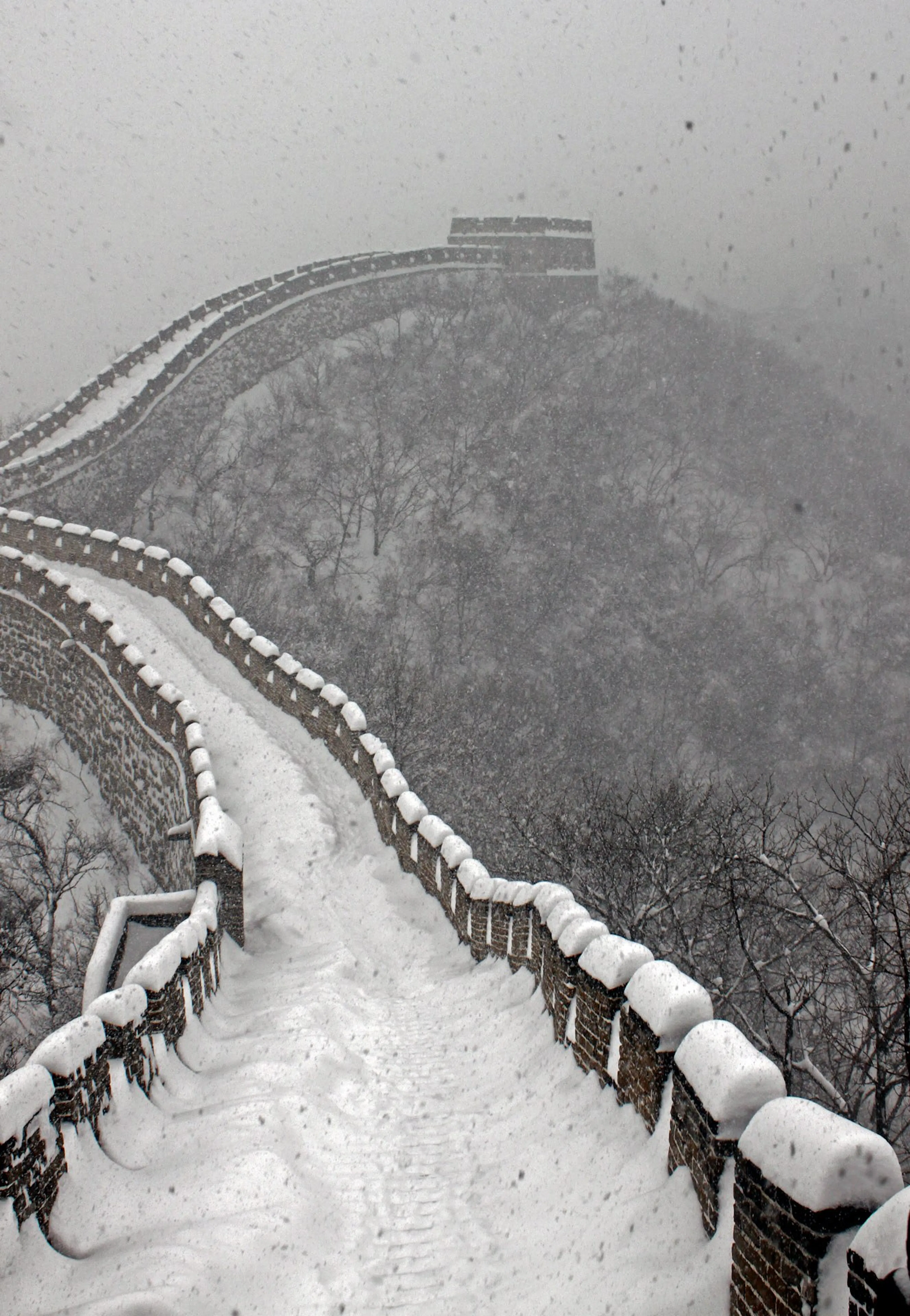 Great Wall Of China Snow Mutianyu Great Wall In Snow Beijing